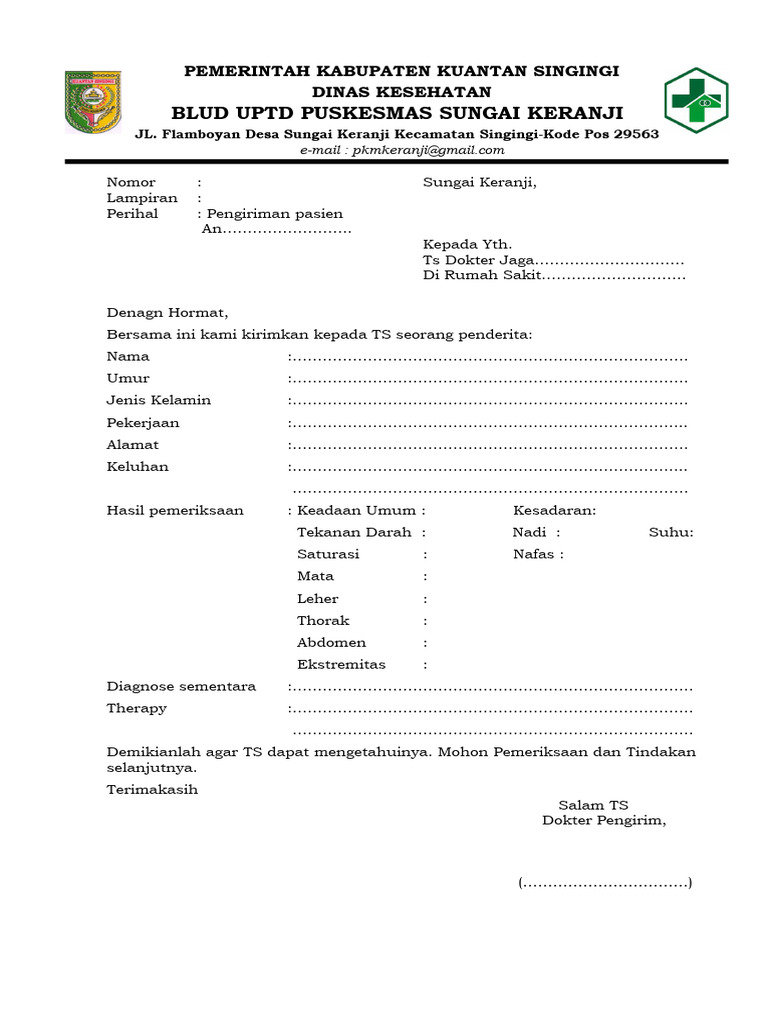 Surat Rujukan+Form Monitoring Selama Rujukan | PDF