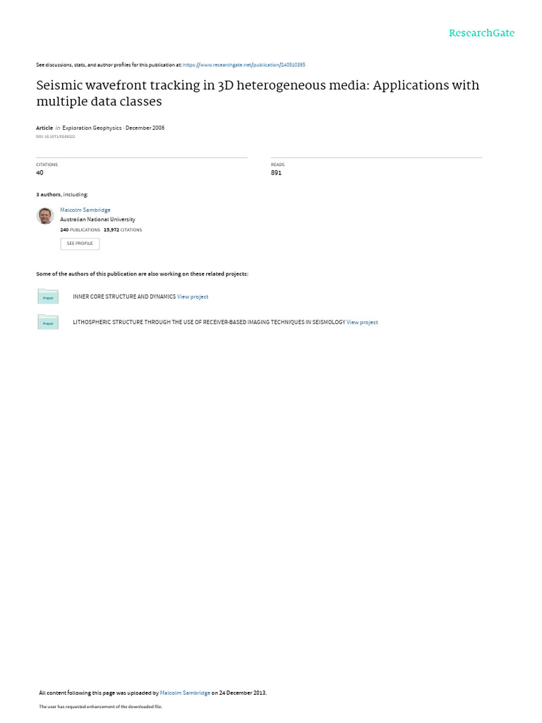 Nickeg - 2006 - Seismic Wavefront Tracking in 3-D Heterogeneous Media ...