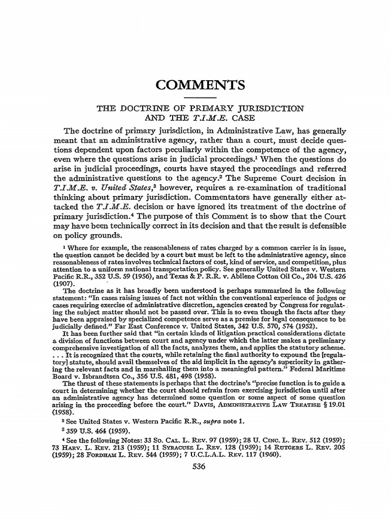 The Doctrine of Primary Jurisdiction and The T.I.M.E. Case | PDF | Interstate Commerce Act Of ...