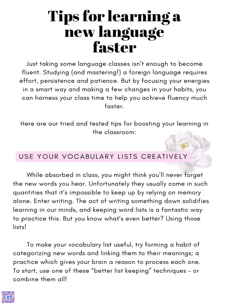 Tips For Learning A New Language Faster PDF | PDF | Fluency | Linguistics