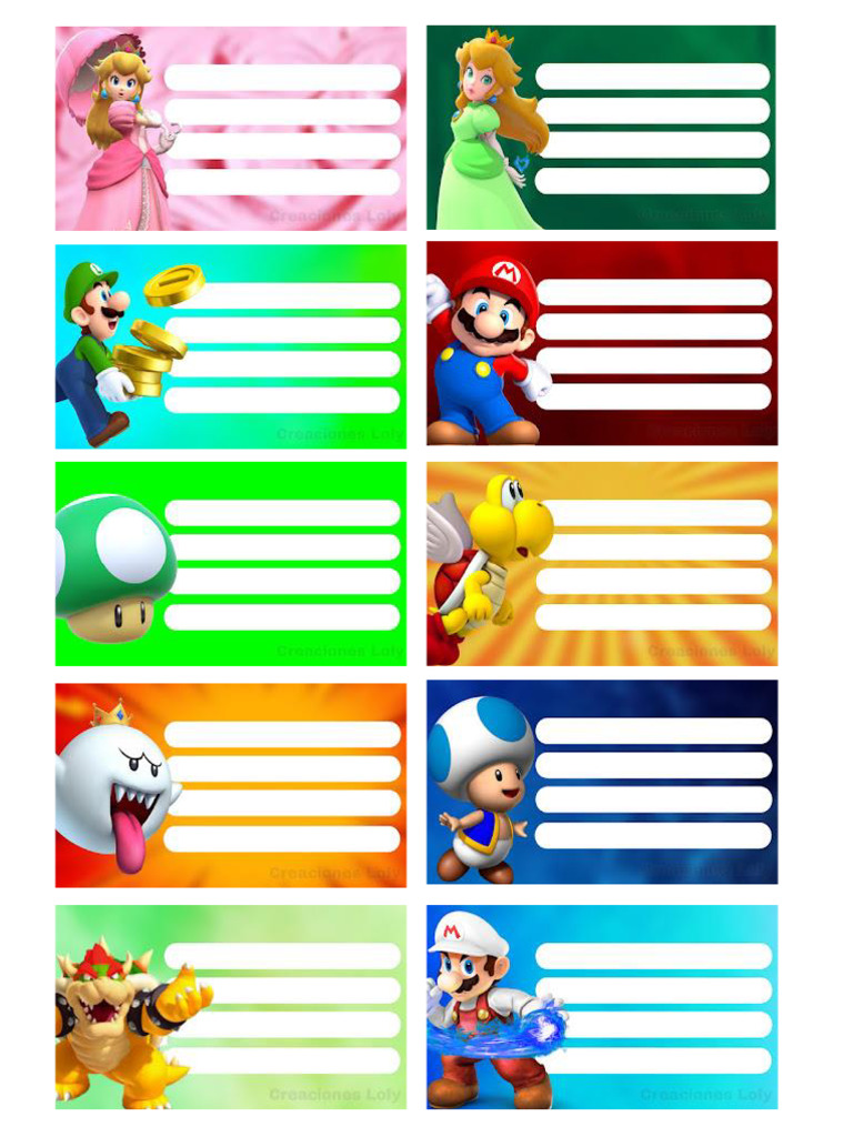 Etiqueta Mario Bros | PDF