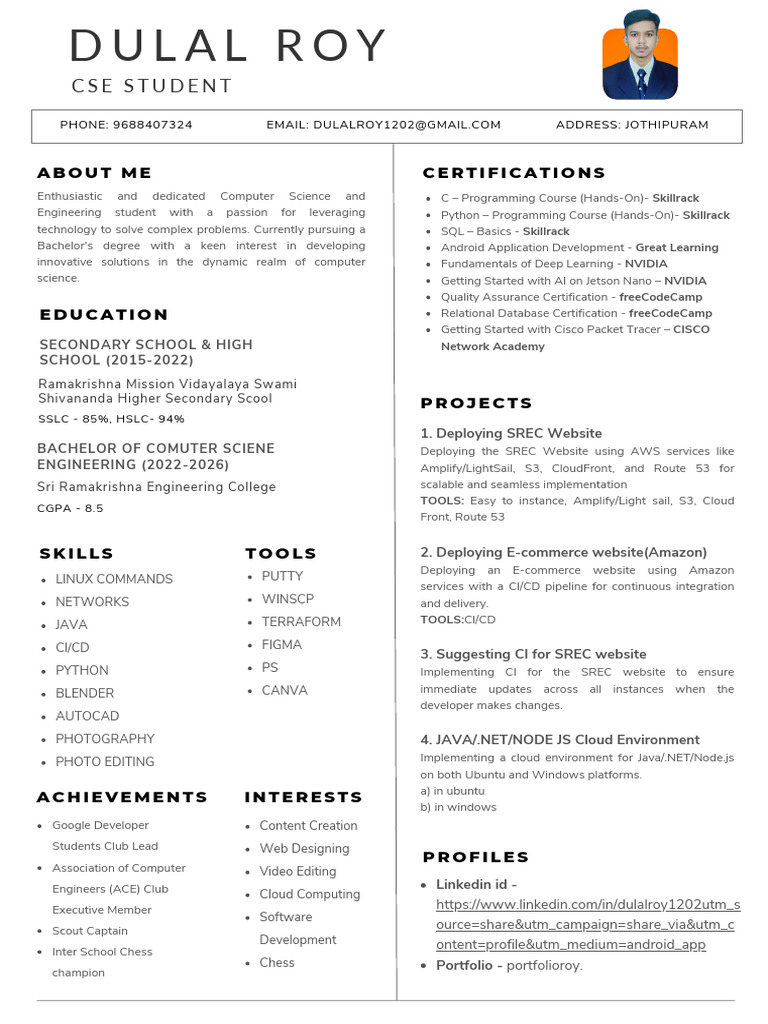 Dulal Roy CV | PDF | Cloud Computing | Amazon Web Services