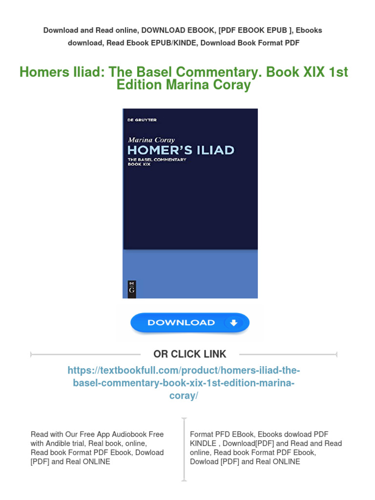 Homers Iliad: The Basel Commentary. Book XIX 1st Edition Marina Coray ...