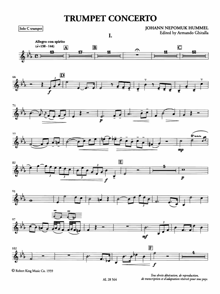IMSLP902741-PMLP368342-hummel Trumpet Concerto TPT C | PDF