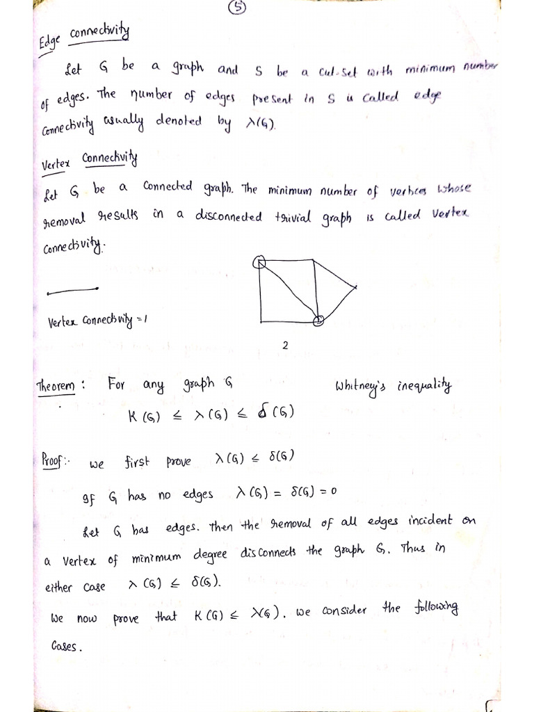 Edge Connectivity Vertex Connectivity, 4th and 5th Module Notes | PDF