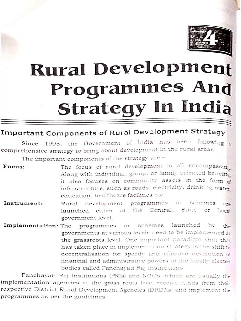 EE 123 Rural Development Programmes & Strategy in India | PDF