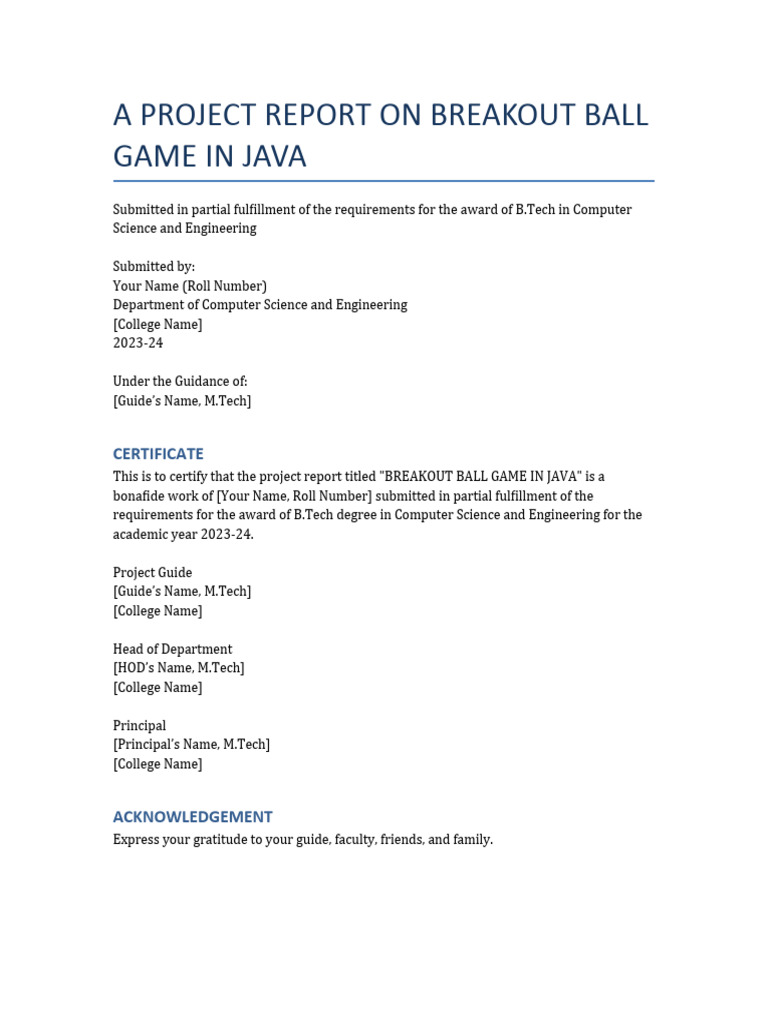 Enhanced Breakout Ball Game Report | PDF | Java (Programming Language ...