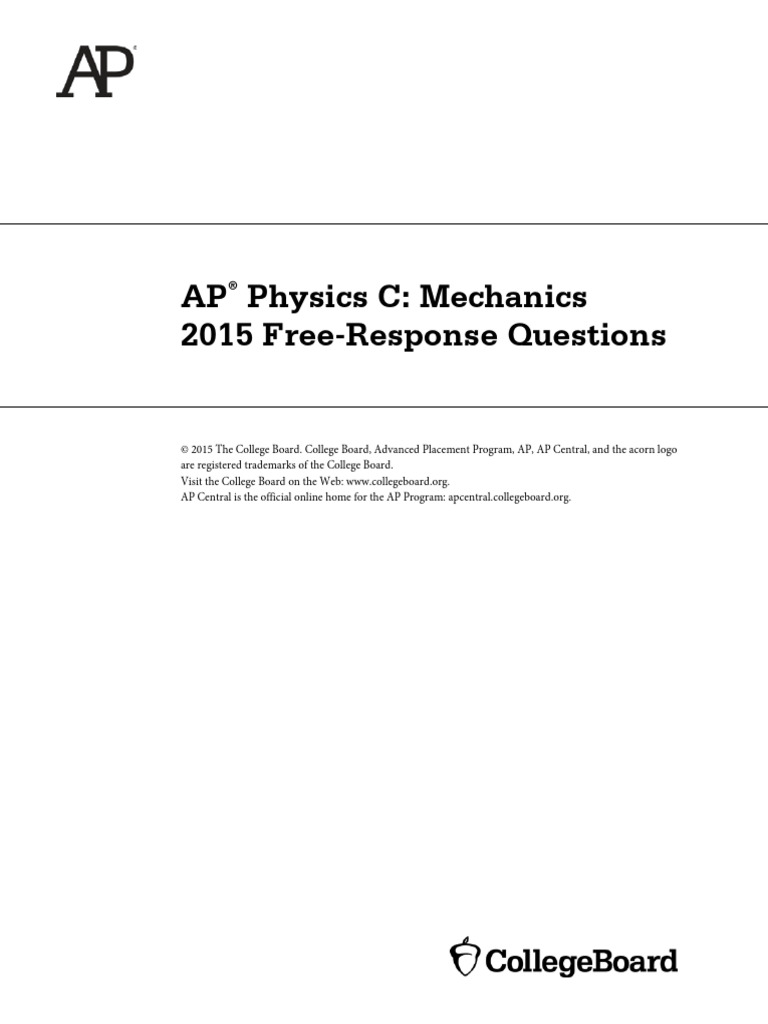Ap15 FRQ Physics C-M | PDF | Velocity | Acceleration