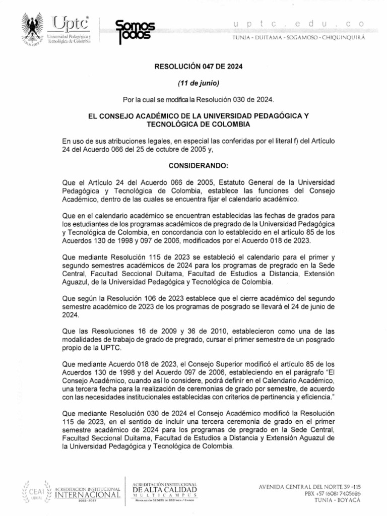 Resolución 047 de 2024 | PDF