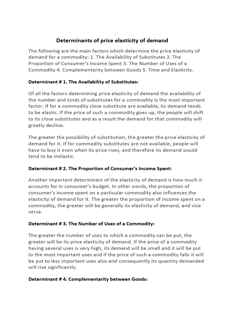 Determinants of Price Elasticity of Demand | PDF | Elasticity ...