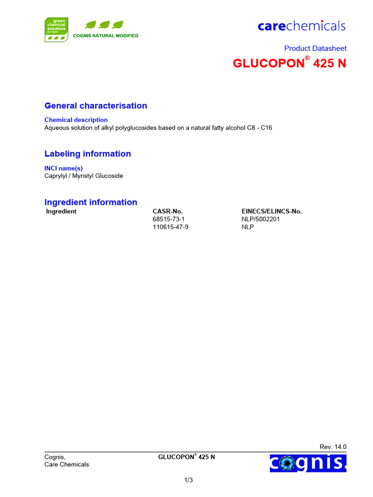 Glucopon 425 N PDS | PDF