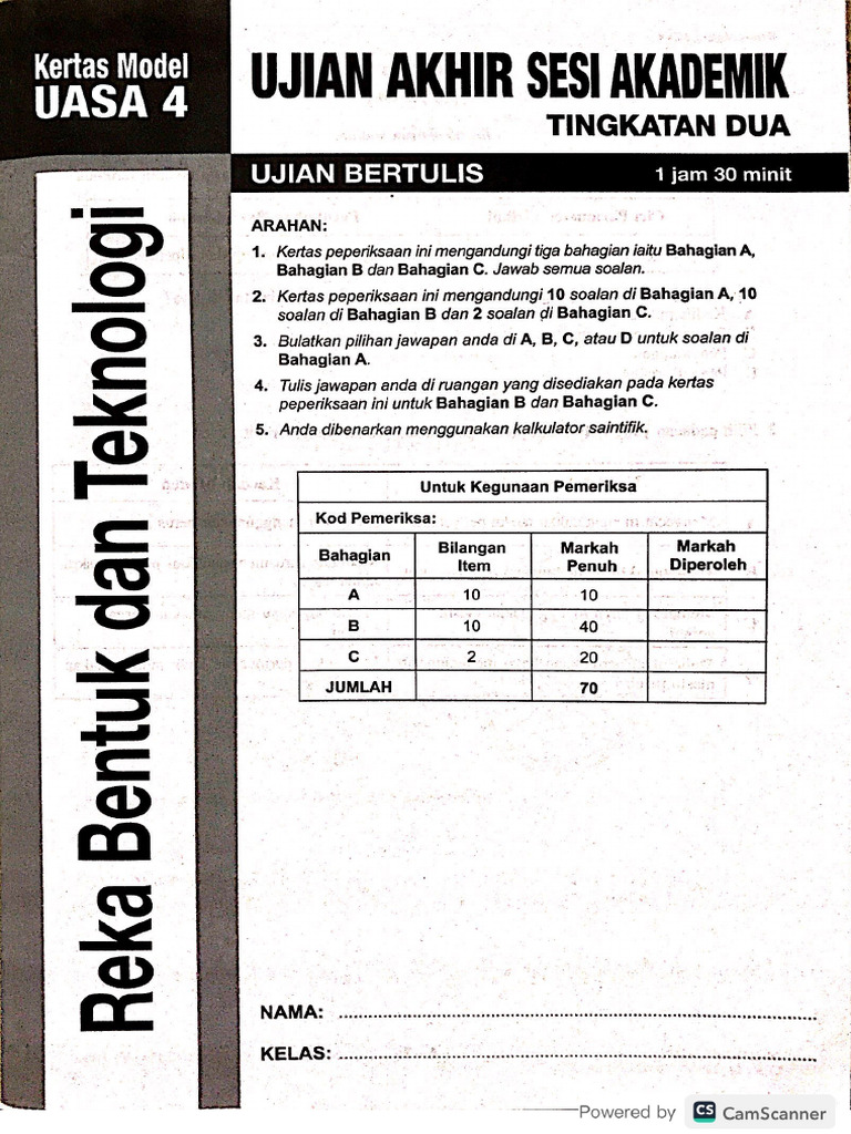 Kertas Model UASA RBT Tingkatan 2 | PDF