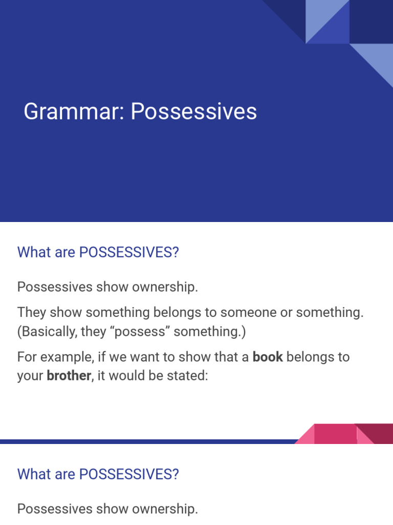 Grammar Possessives | PDF | Noun | Plural