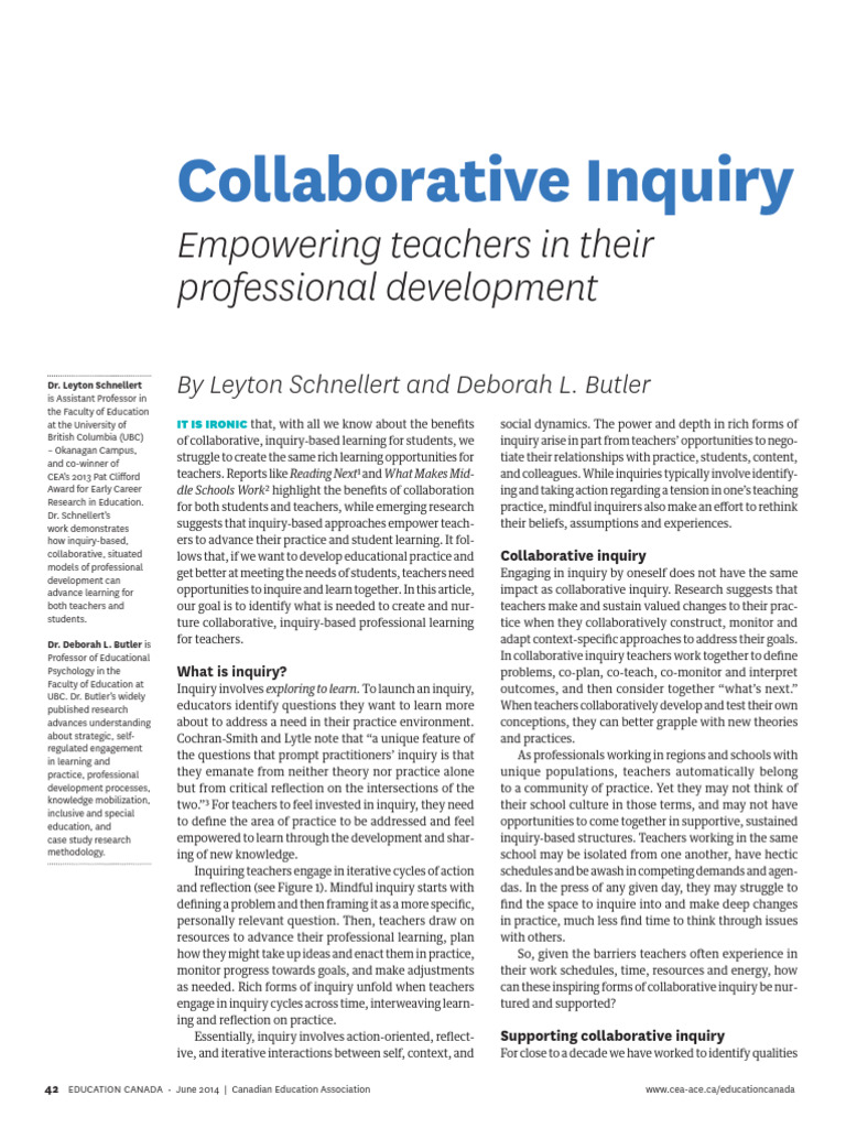 Collaborative Inquiry Empowering Teachers in Their Professional ...