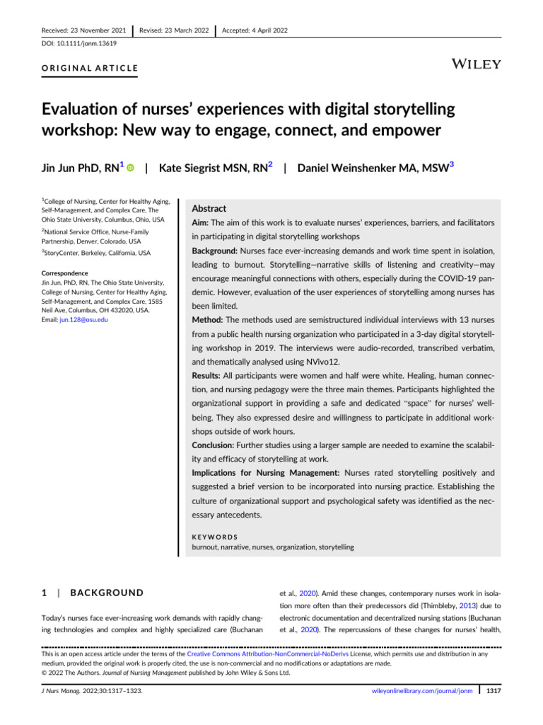 Evaluation of Nurses Experiences With Digital Sto | PDF | Storytelling ...