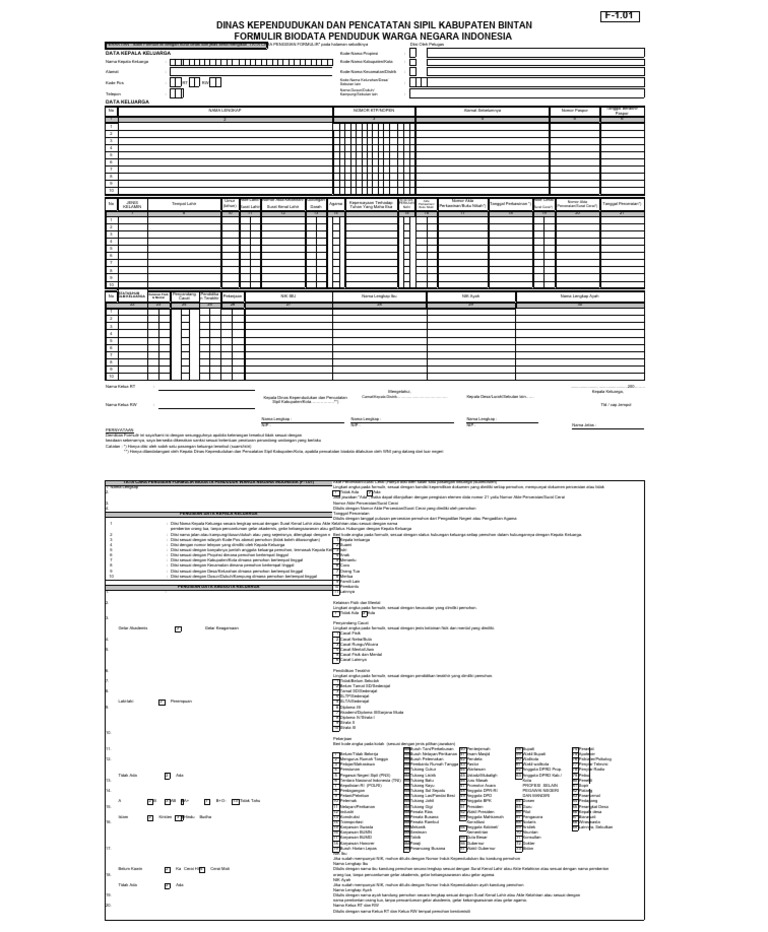 Formulir F-1.01 Biodata Penduduk | PDF