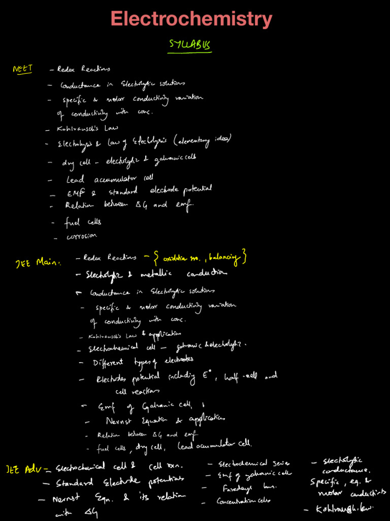Electrochemistry Notes Complete | PDF | Electrical Resistivity And ...
