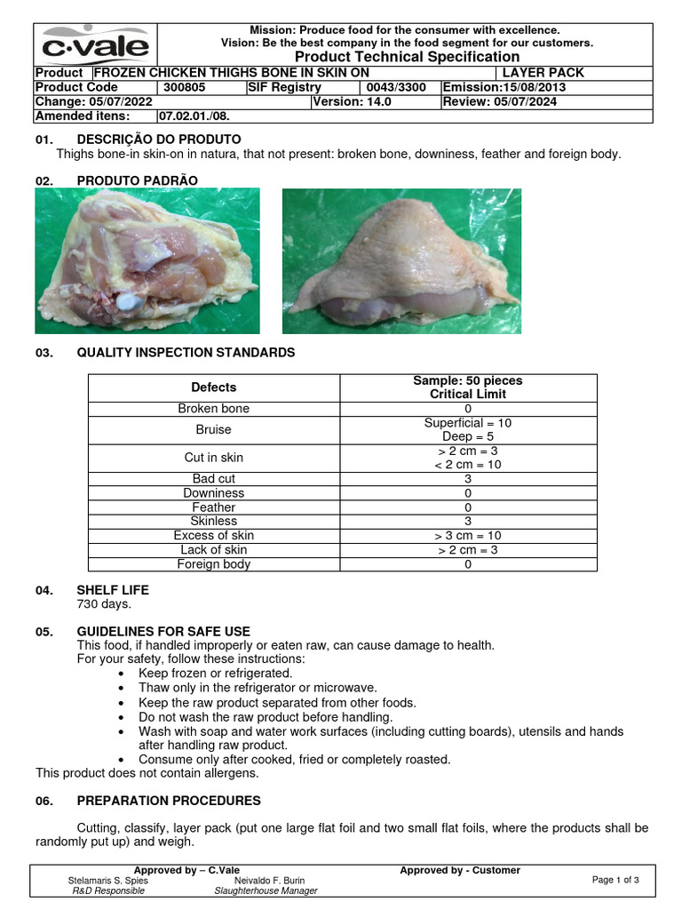 Frozen Chicken Thighs Bone in Skin On | PDF | Packaging And Labeling