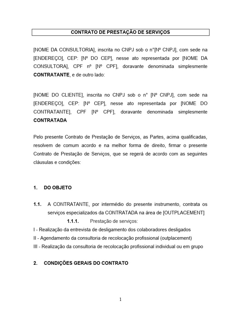 Modelo de Contrato - Outplacement 1 | PDF | Direito Privado