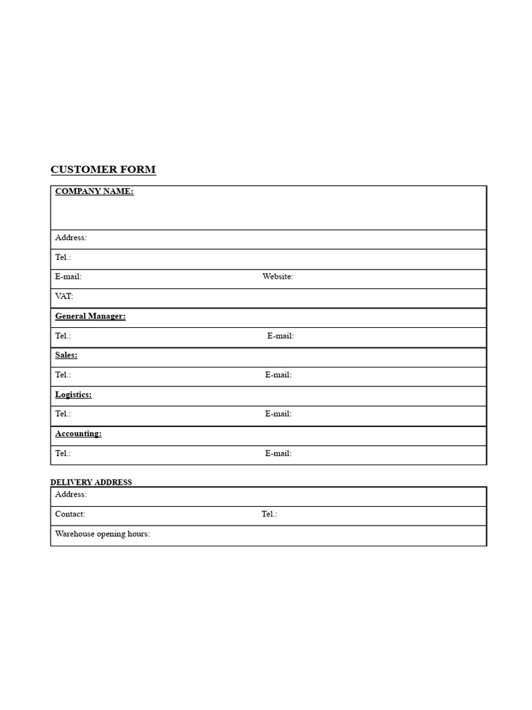 Customer Form | PDF