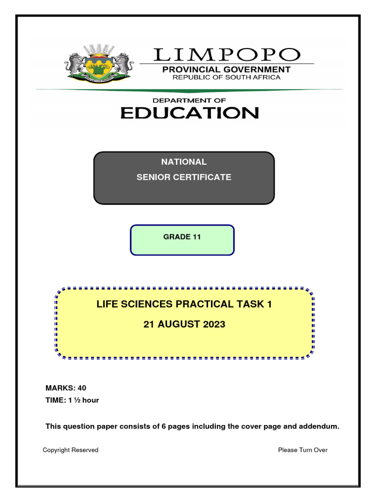 LFSC GR 11 Practical Task 2 LIM2023 QP ENG | PDF | Lung | Respiratory System