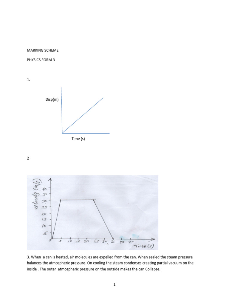 Phy PP1 Marking Scheme F3 2021 Term 3 | PDF | Pressure | Gases