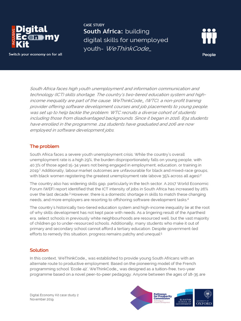 South Africa Digital Skills For Unemployed Youth Wethinkcode Pdf