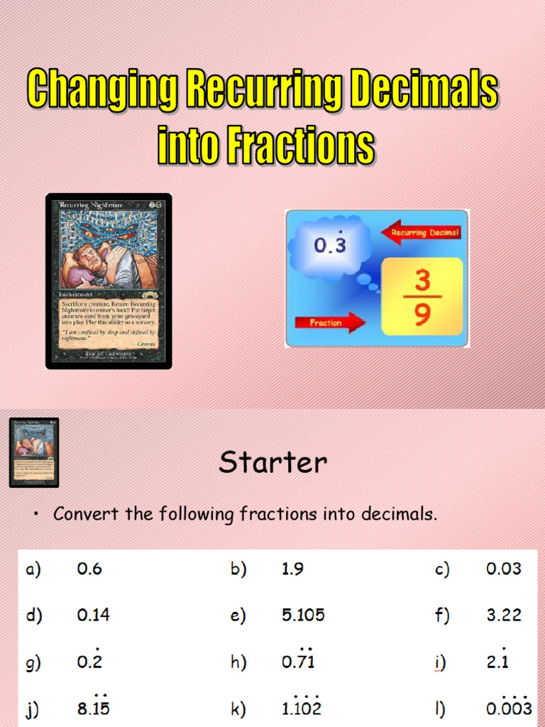 CW-3.2-Recurring Decimals To Fractions | PDF | Decimal | Lexicology