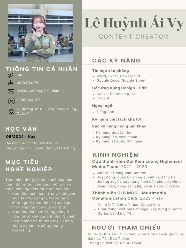 CV - Lê Hu NH Ái Vy | PDF