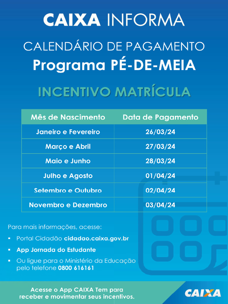 Calendário Pé de Meia | PDF