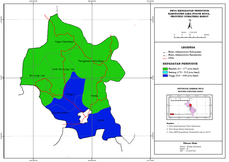 Peta Kepadatan Penduduk Lima Puluh Kota | PDF