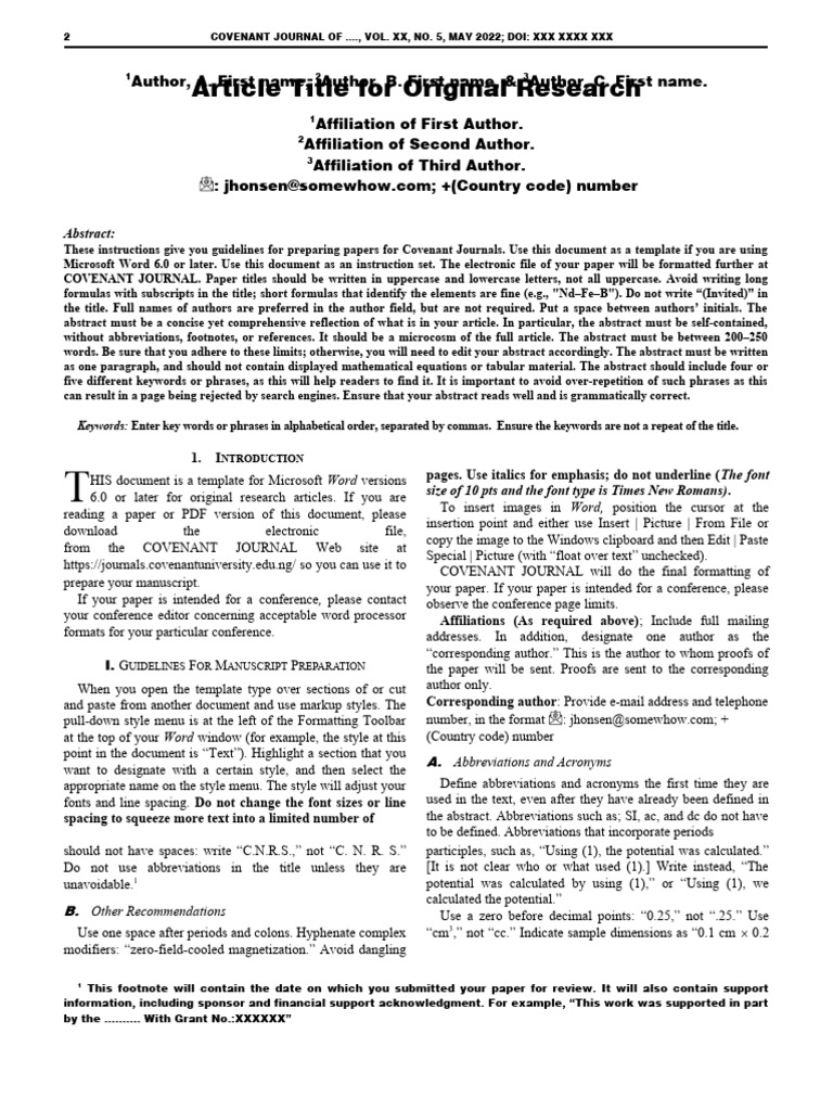 manuscript_template | Download Free PDF | Note (Typography) | Citation