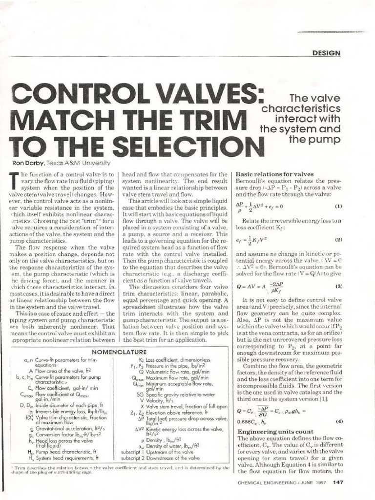 Control Valve Trim Selection Guide | PDF | Pump | Valve