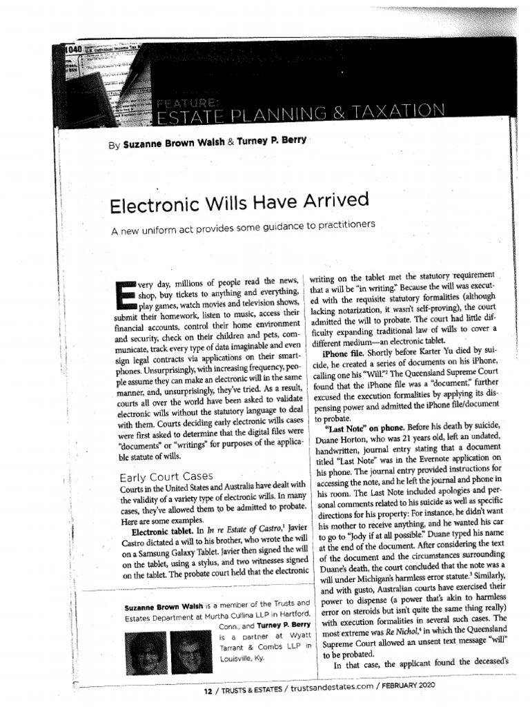 Electronic Wills Have Arrived | PDF