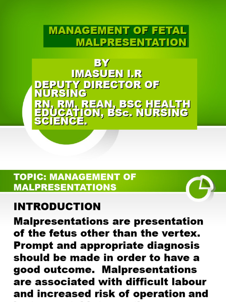 Management of Fetal Malpresentation | PDF | Childbirth | Caesarean Section