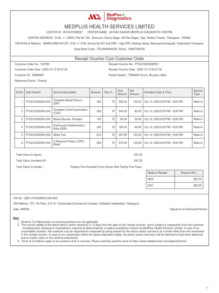 PTGOC2300341243 OrderSummary | PDF | C Reactive Protein | Medicine
