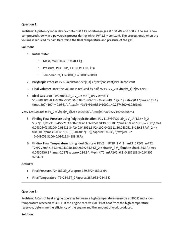 Thermodynamics Problem Set | PDF | Scientific Phenomena | Applied And Interdisciplinary Physics