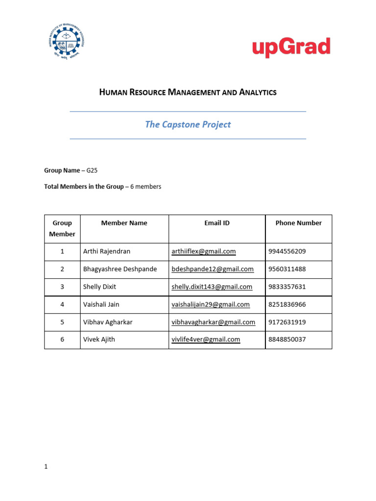 G25 - Report - Capstone Project | PDF | Emotional Intelligence | Job ...