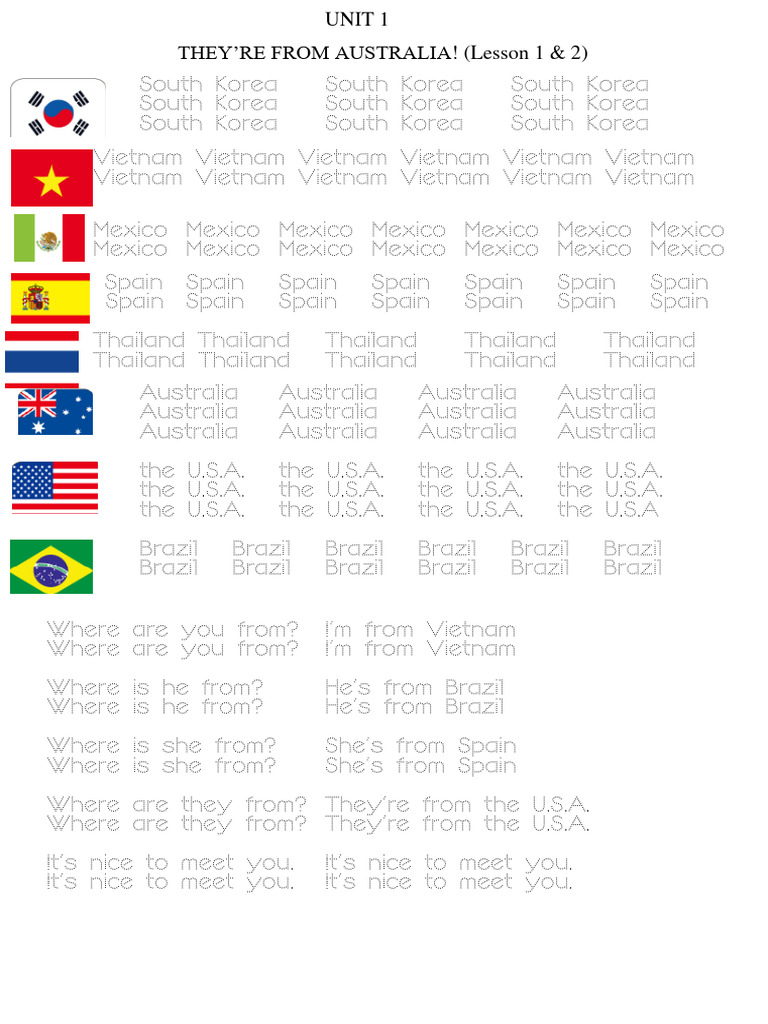 Countries and Seasons Vocabulary Lessons | PDF
