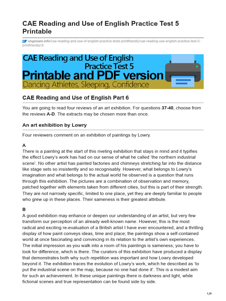 CAE Test 5: Art Reviews and Analysis | PDF | Art
