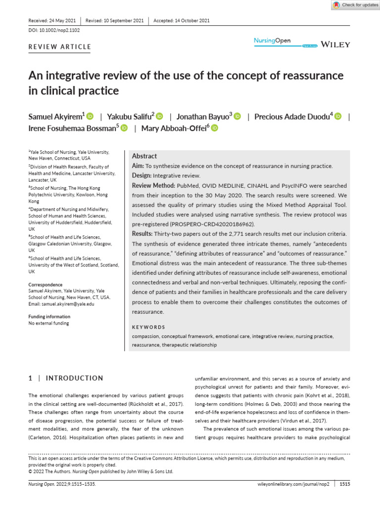 Nursing Open - 2022 - Akyirem - An Integrative Review of The Use of The ...