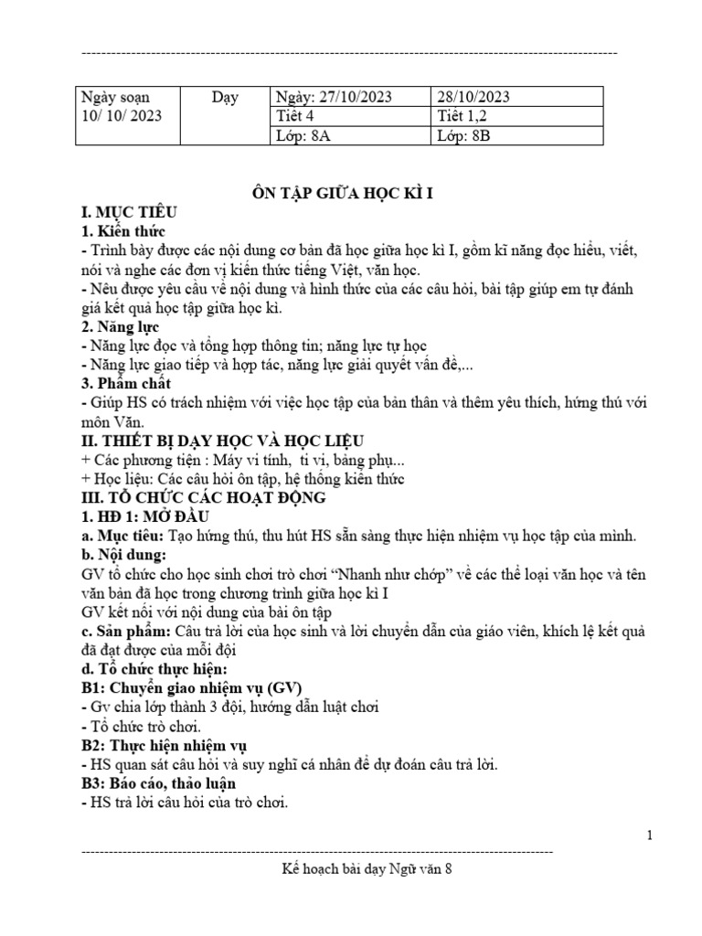 V8-ÔN TẬP GK1 | PDF