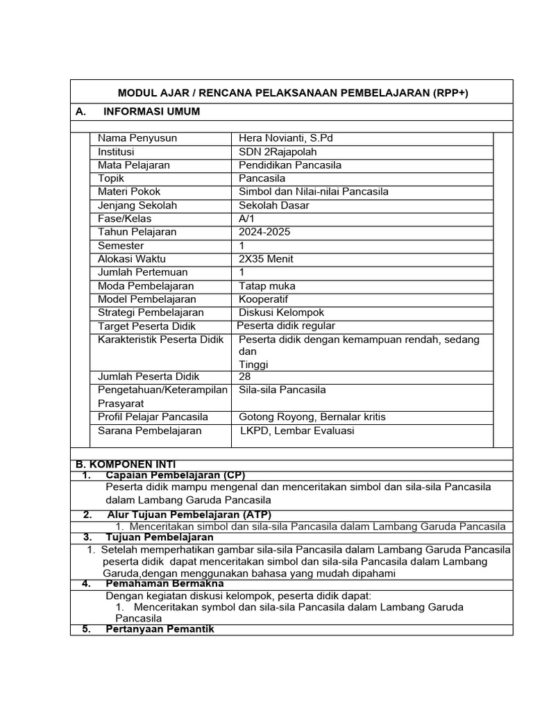Modul Ajar Pendidikan Pancasila - Simbol Dan Nilai-Nilai Pancasila ...