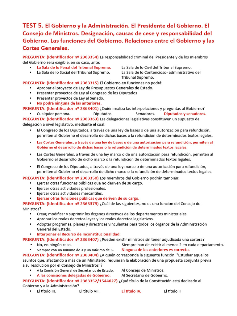 Estructura y Funciones del Gobierno Español | PDF | Gobierno de españa ...