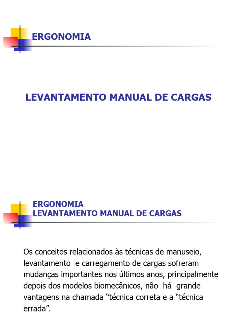 Ergonomia no Levantamento de Cargas | PDF | Coluna vertebral
