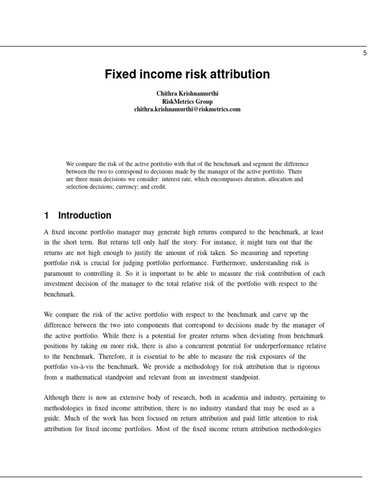 Fixed Income Risk Attribution Guide | PDF | Bond Duration | Bonds (Finance)