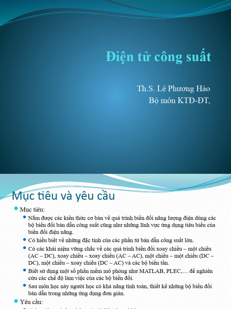 Điện tử công suất cơ bản - Modau - Chuong1 | PDF