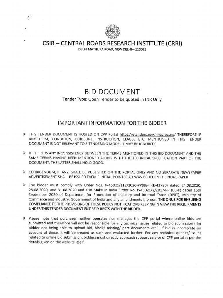 Bid Document | PDF