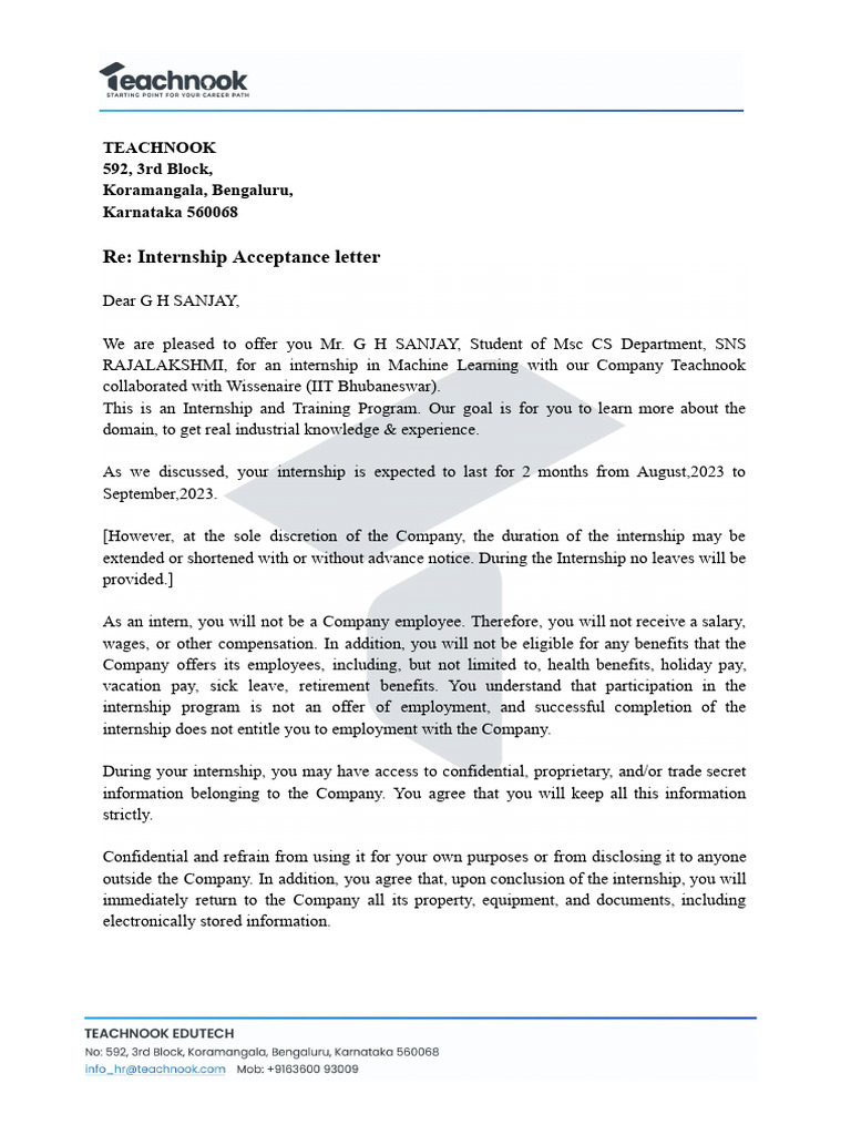 Iit BBSR Certifications Allotment Letter G H Sanjay | PDF | Employment | Internship