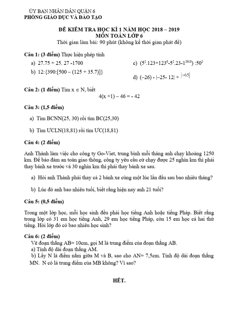 Toan 6 - Quan 6 - Deda | PDF